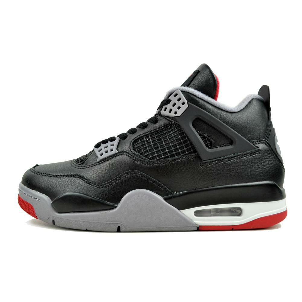 NIKE AIR JORDAN 4 RETRO BRED REIMAGINED black/fire red-cement grey ...